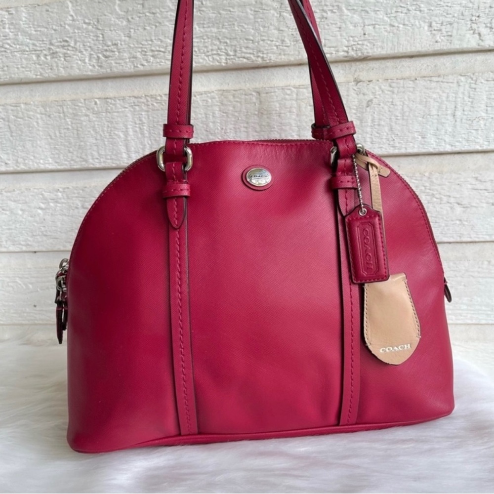 Coach Peyton Red Berry Saffiano Leather Dome - Gem